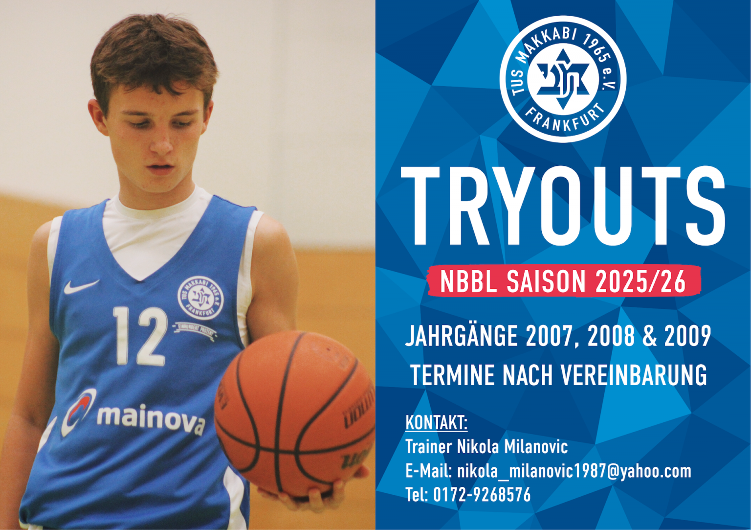 Basketball-Tryouts für die NBBL-Saison 2025/26 - TuS Makkabi Frankfurt e.V.